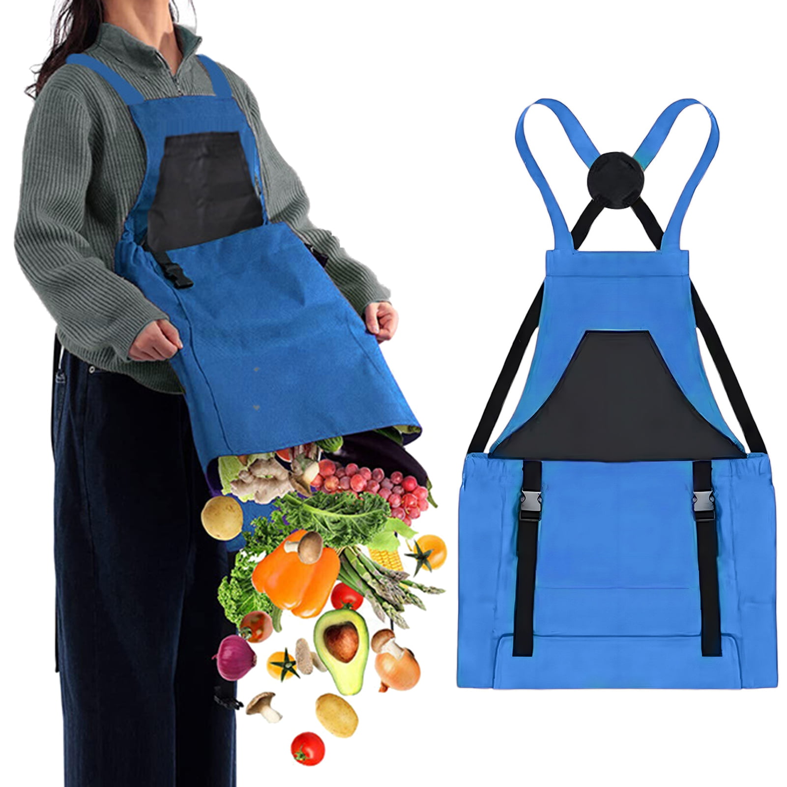 tasrioml Gardening Apron with Tool Pockets Large Capacity Harvesting Pouch for Outdoor Farming ...