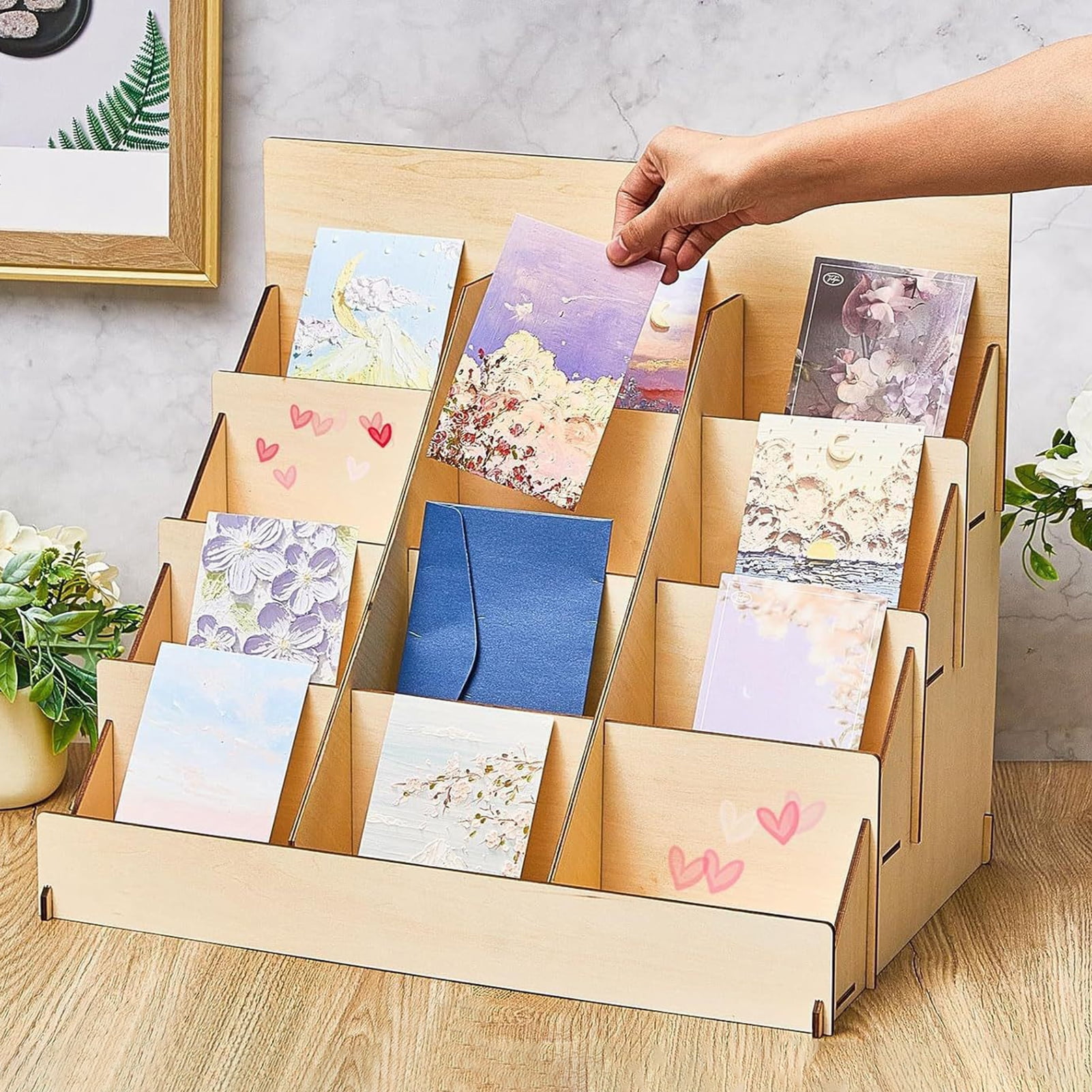 tasrioml Greeting Card Display Stand Storage Shelf 4 Layer Strong Load ...