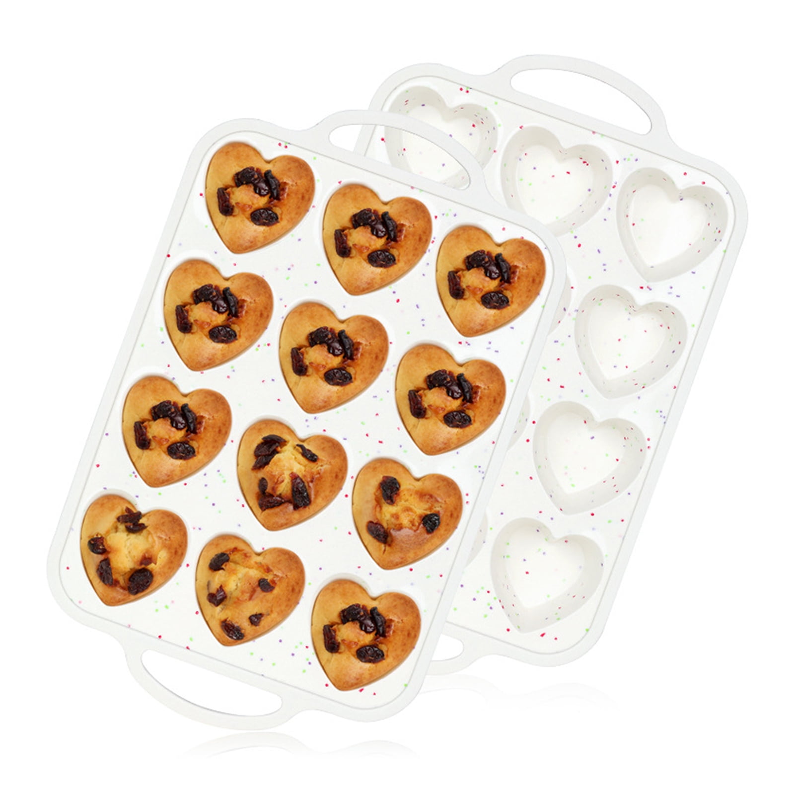 tasrioml Heart Shaped Silicone Muffin Pan with Metal Reinforced Frame ...