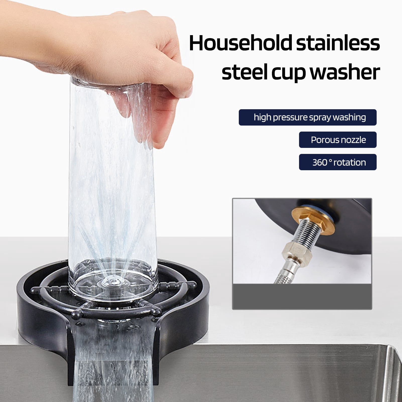 tasrioml Kitchen Sink Glass Rinser High Pressure Powerful Spraying Jets ...