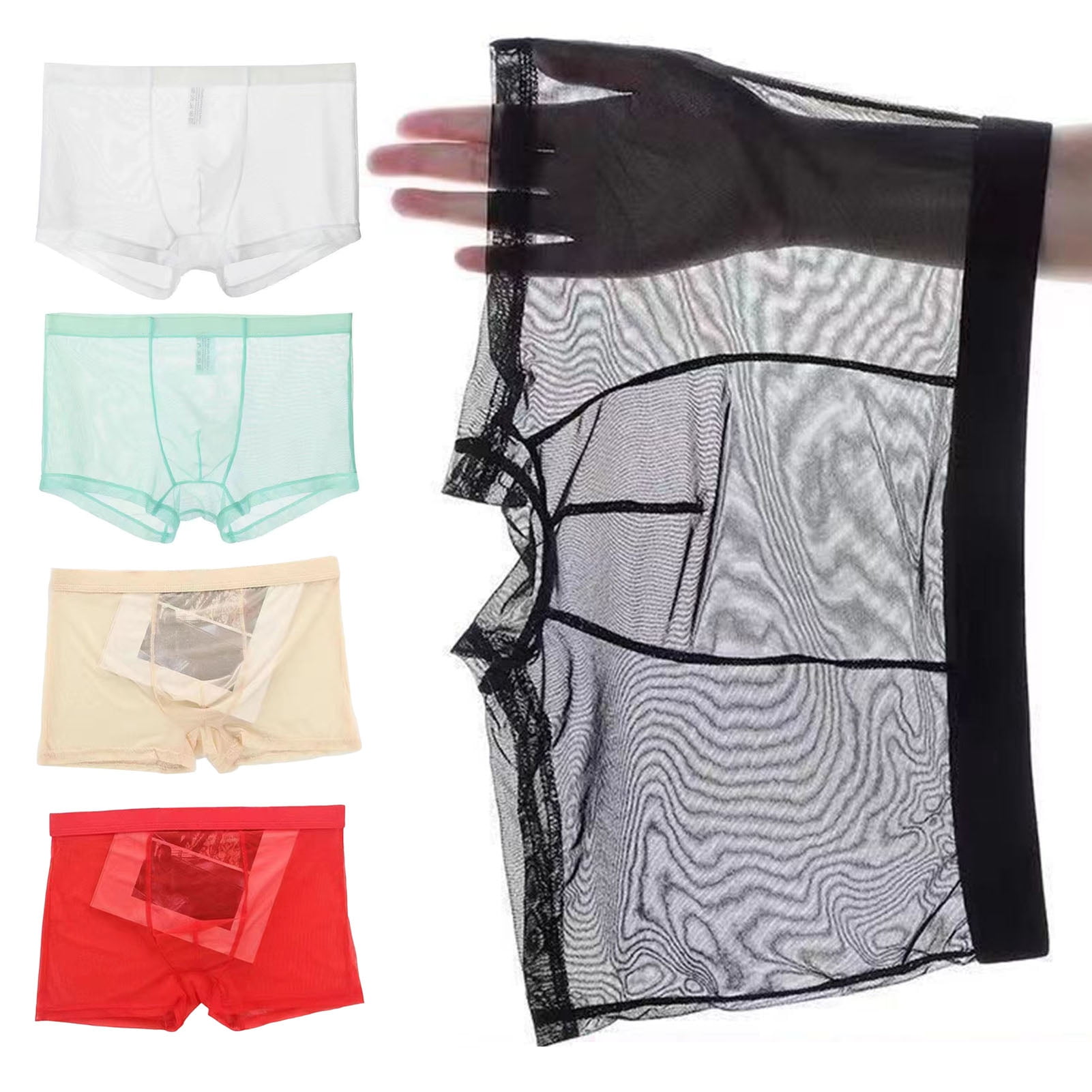tasrioml Men Boxer Underwear Summer Ultra Thin Perspective Mesh Yarn ...