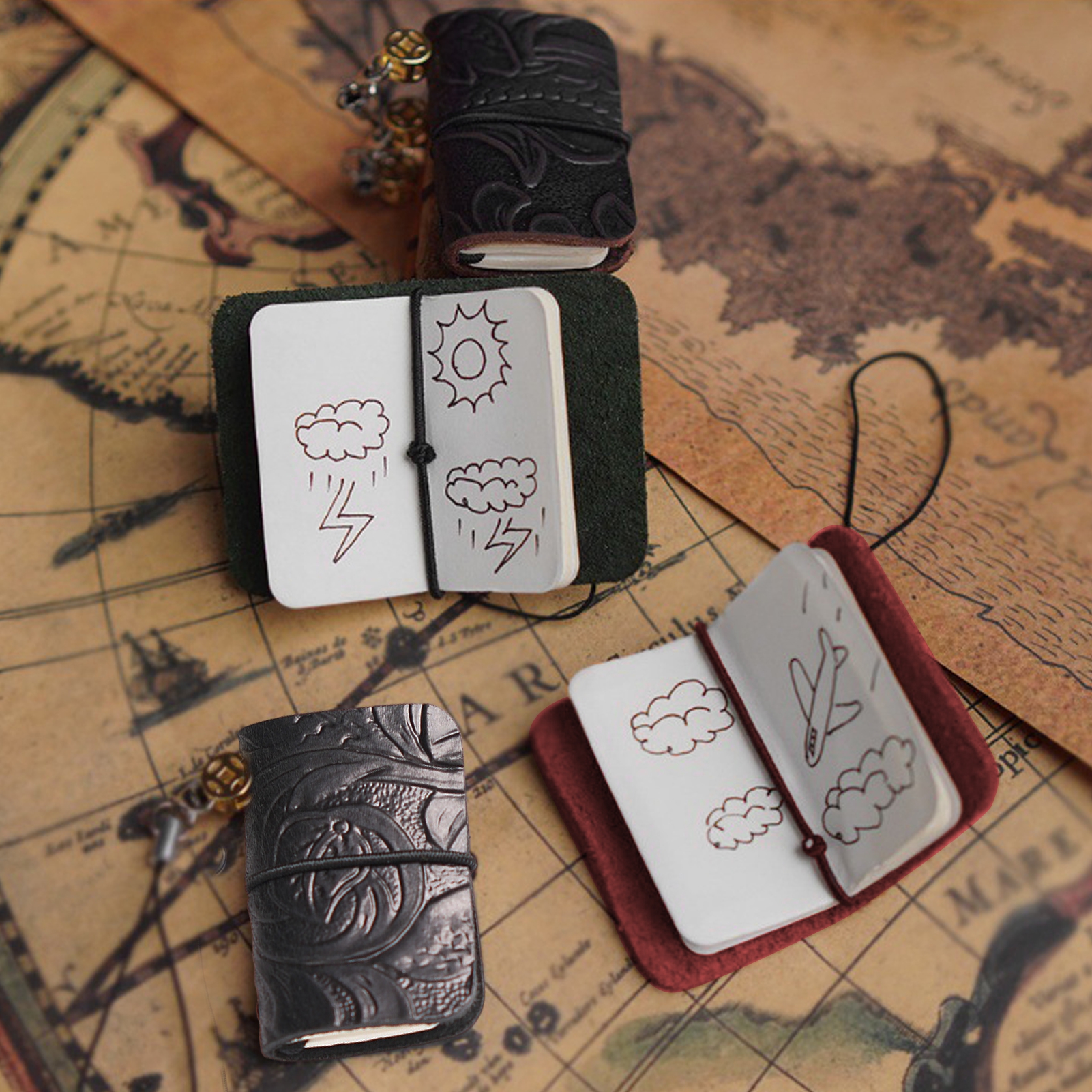 tasrioml Mini Faux Leather Notebook Vintage Pocket Diary Multifunction Women Men Officer Artist ...