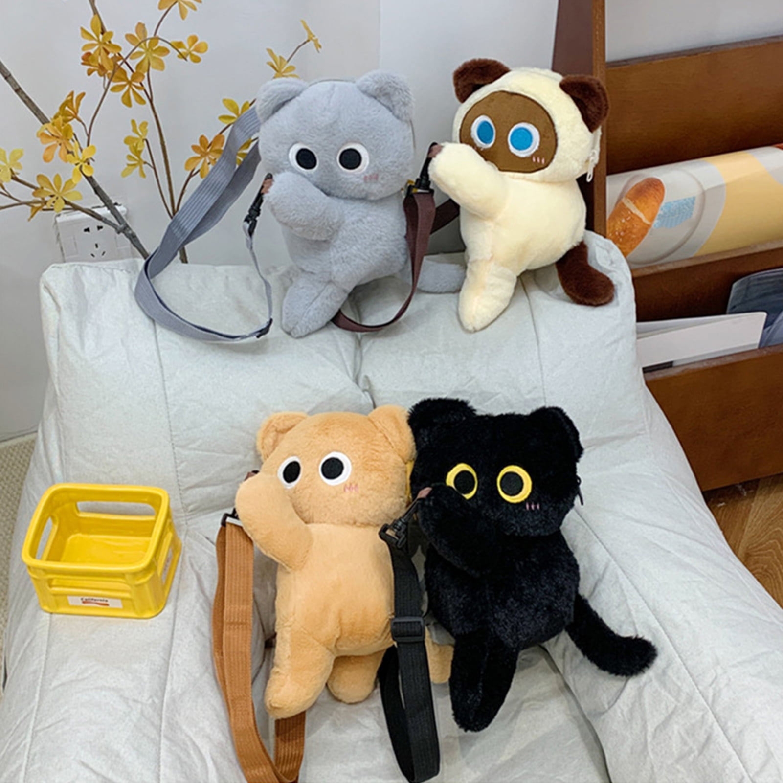 tasrioml Plush Cat Shoulder Bag Stuffed Animal Crossbody Bag Cartoon ...