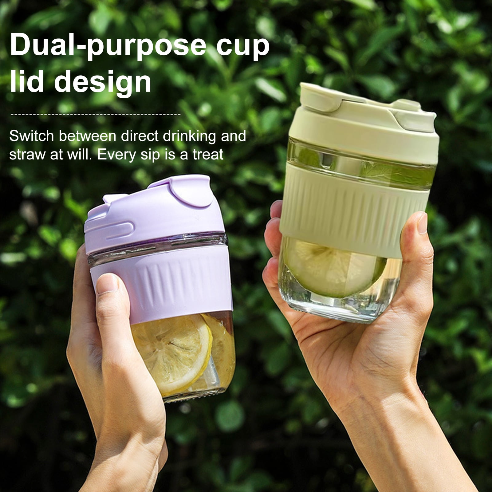 tasrioml Portable Glass Tumbler with Silicone Straw 350/500ml Leakproof ...