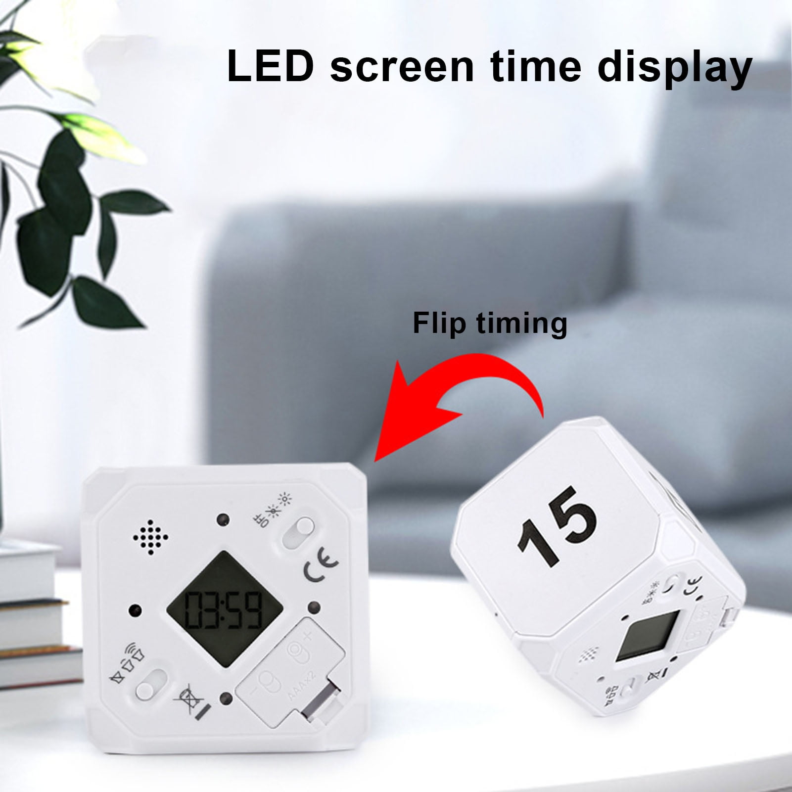 tasrioml Rotating Cube Timer 5-15-25-45 Mins LED Display Slide Switch Pomodoro Productivity ...