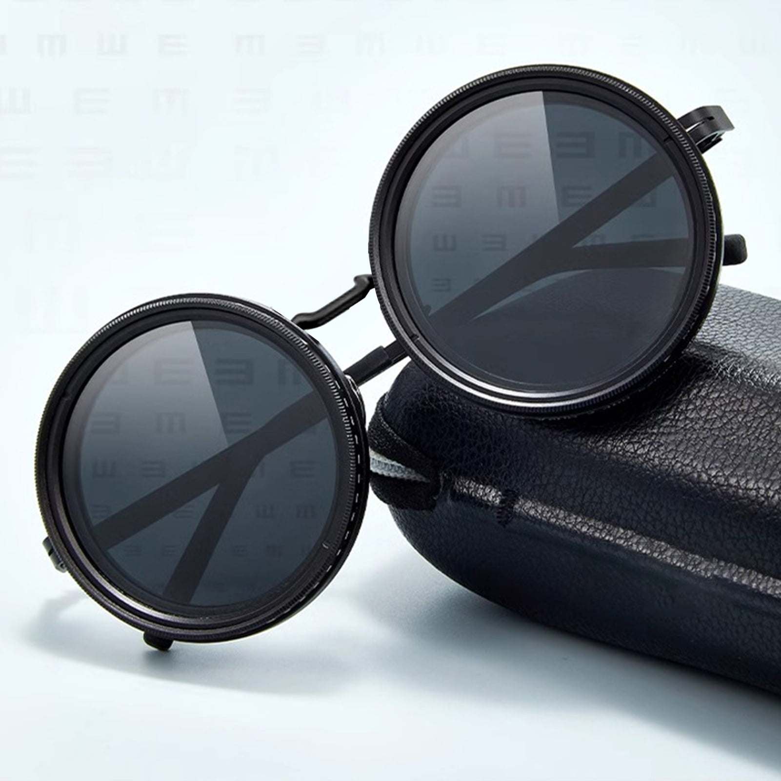 tasrioml Round Polarized Glasses with ND Filter Lenses 1-9 Gears ...