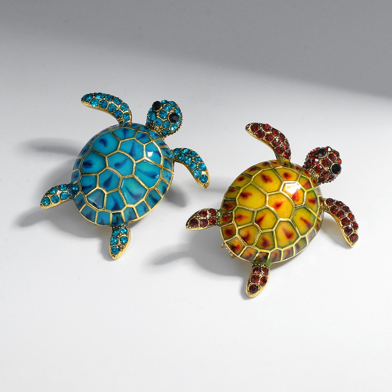 tasrioml Sea Turtle Brooch Oil-dripping Rhinestone Animal Shape Retro ...