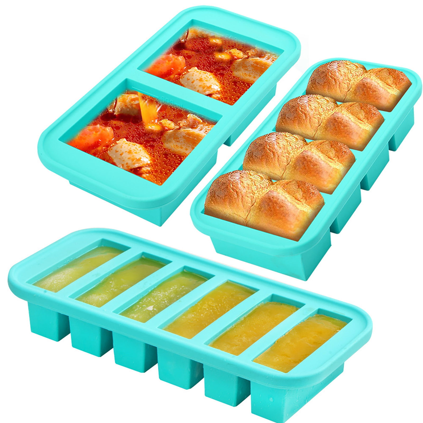 tasrioml Silicone Freezer Tray with Lid Leak-proof Soup Freezer ...