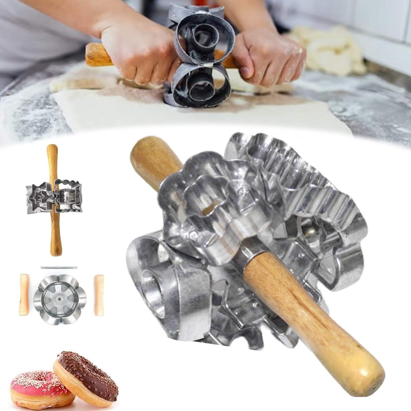 tasrioml Stainless Steel Donut Mold 6-Cavity Circle Cookie Cutters for Baking Non-Stick Donut ...