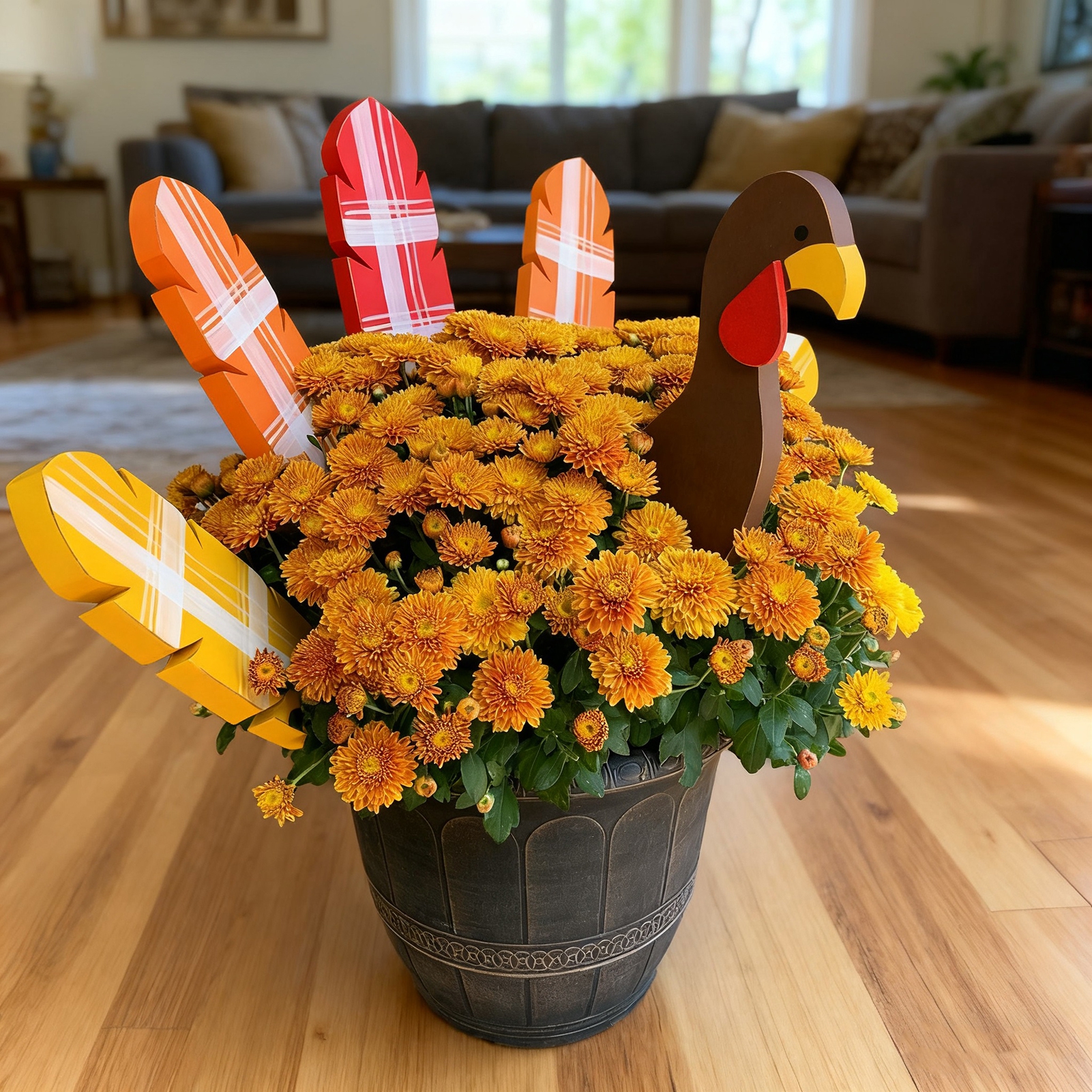tasrioml Thanksgiving Turkey Planter Stakes Hand-Painted Wooden Garden ...
