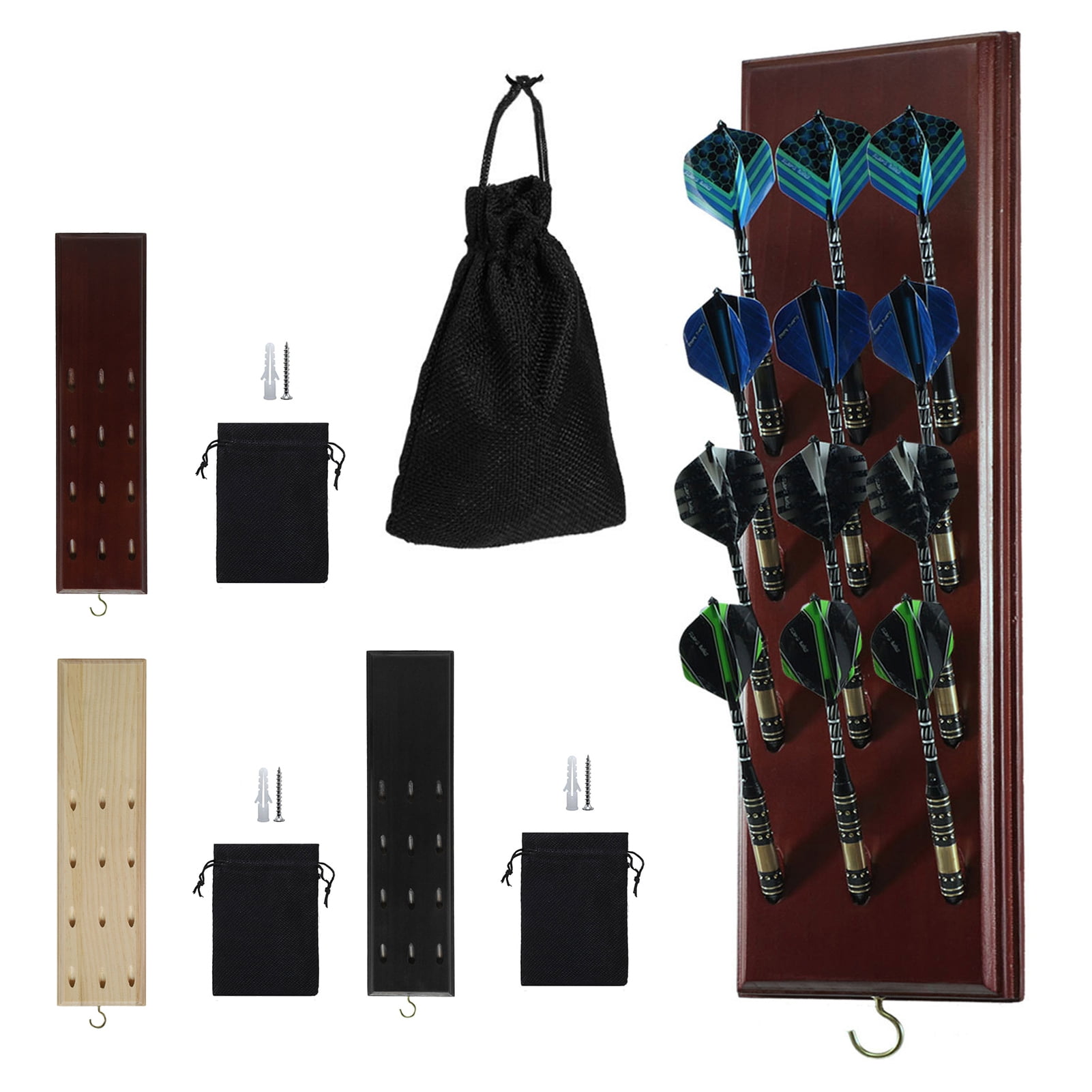 tasrioml Wall Mounted Dart Holder Wooden Dart Caddy 12 Tip Dart Stand ...