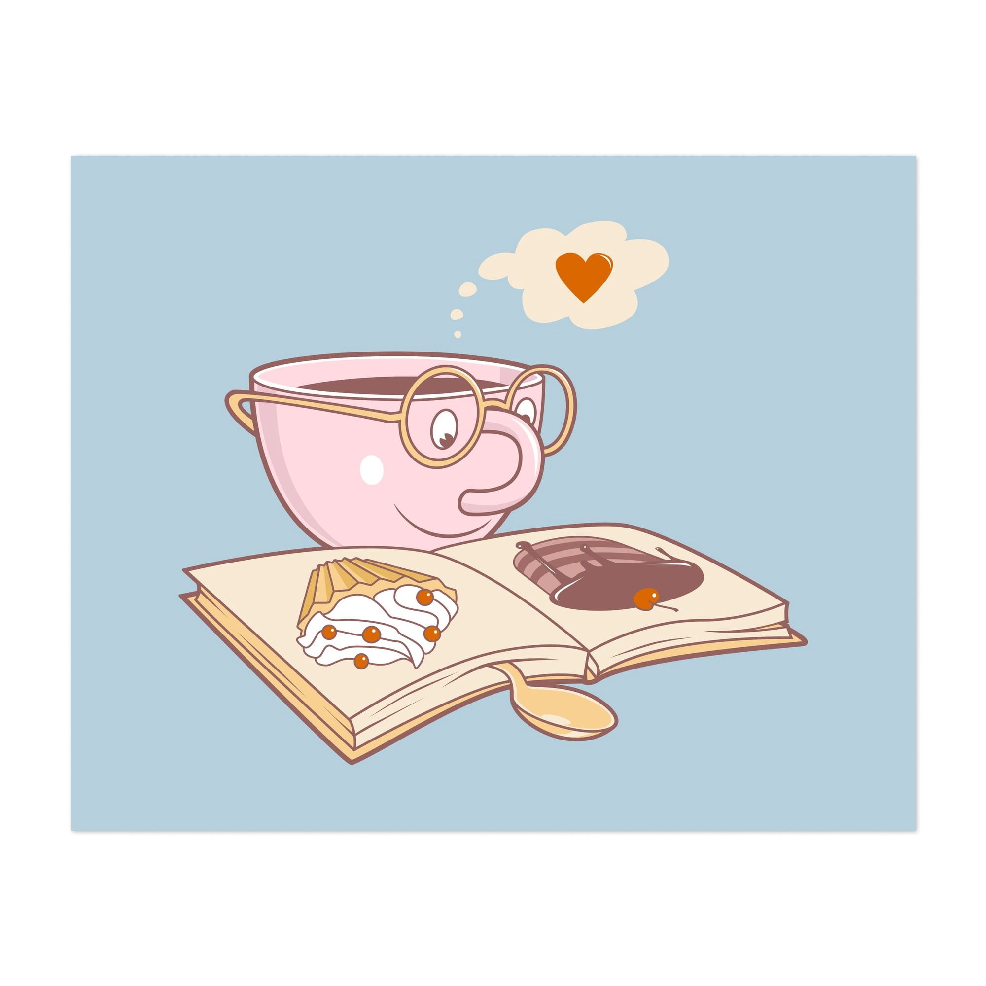 taste of love - Illustration Whimsical Humor Coffee Reading Kitchen ...