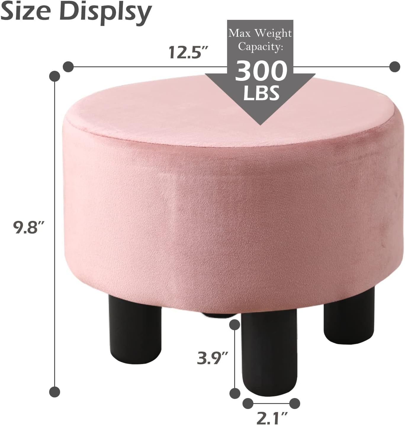 tdgbsgd Velvet Ottoman Round Footrest Stool Upholstered Step Stool ...