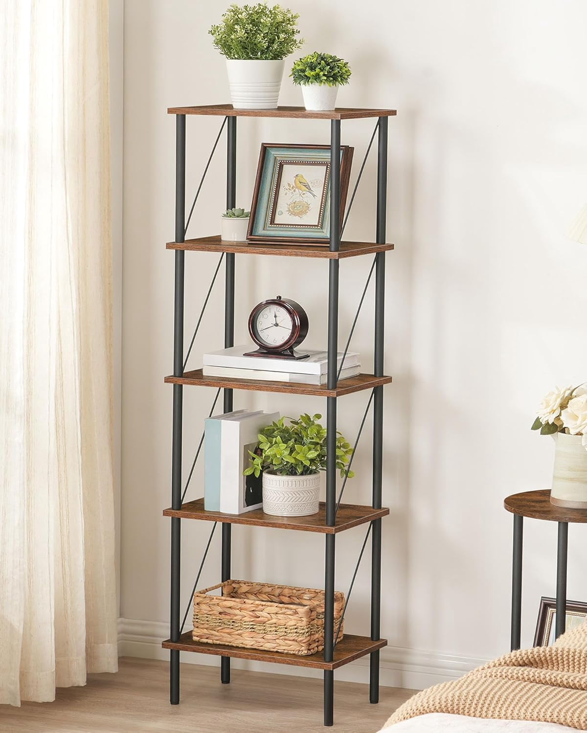 tdhgcdrb 5-Tier Corner Shelf Stand Industrial Corner Bookshelf Tall ...