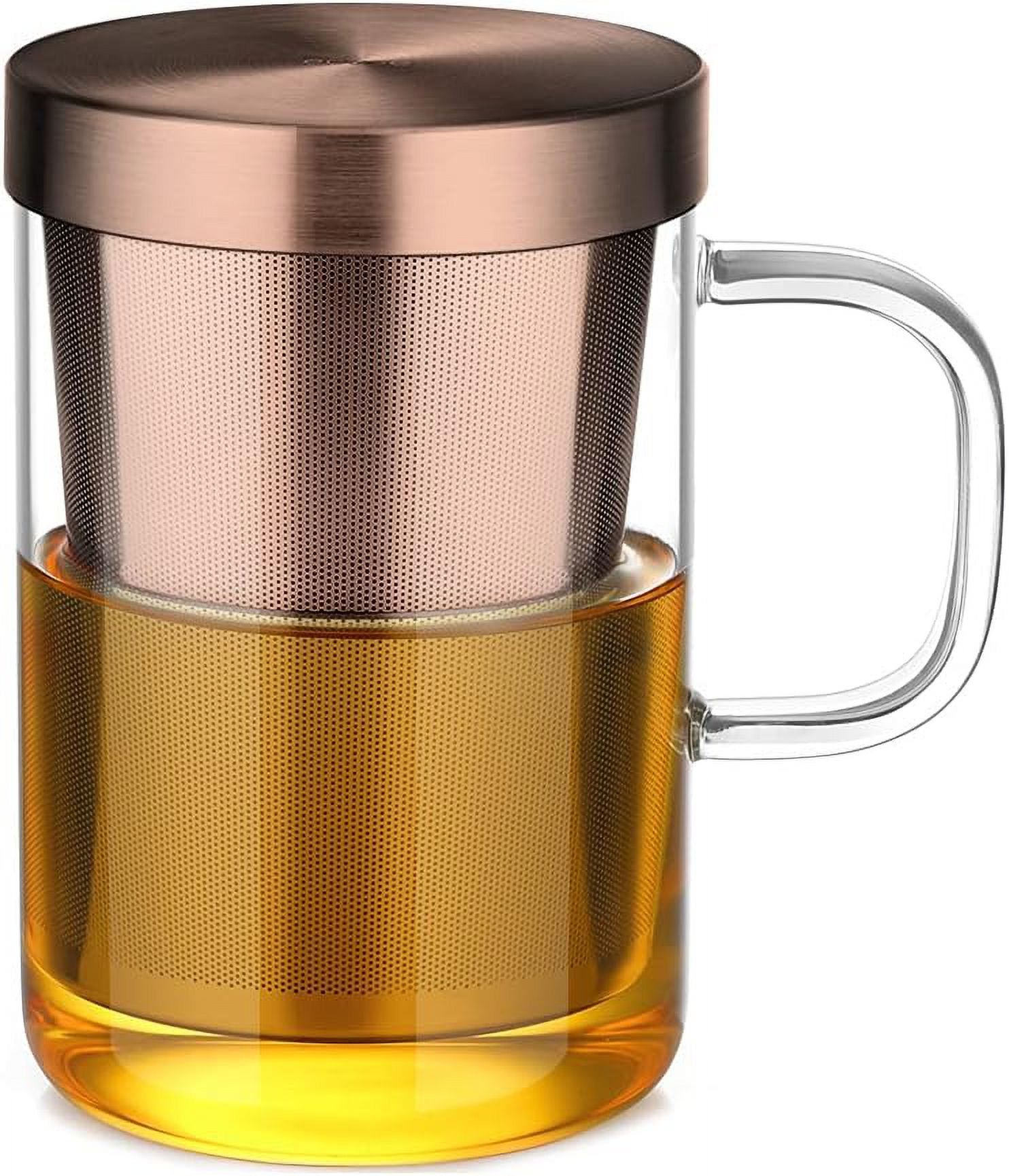 Tea Infuser Mug 16.9oz Glass Tea Cup with Removable Stainless Steel ...