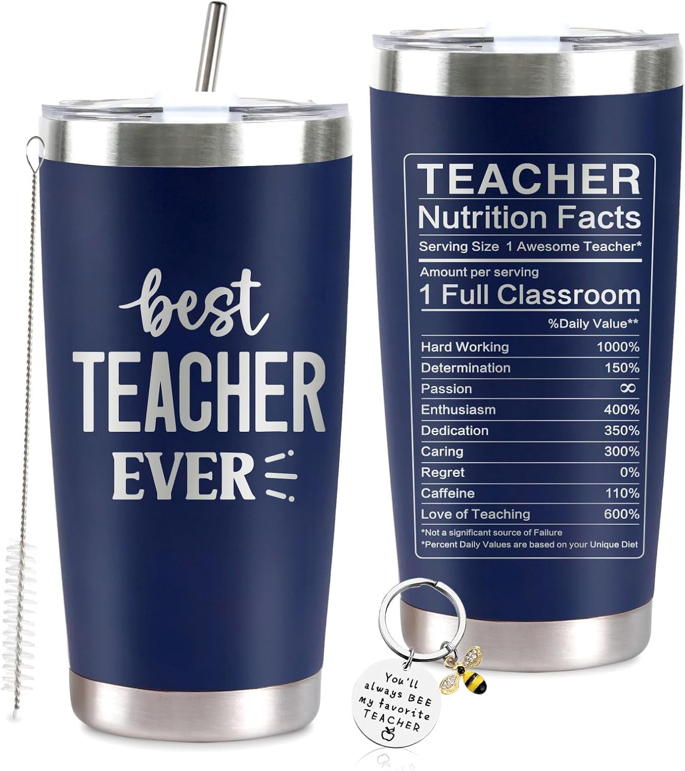 teacher appreciation gifts for men, 20 oz navy blue stainless steel ...