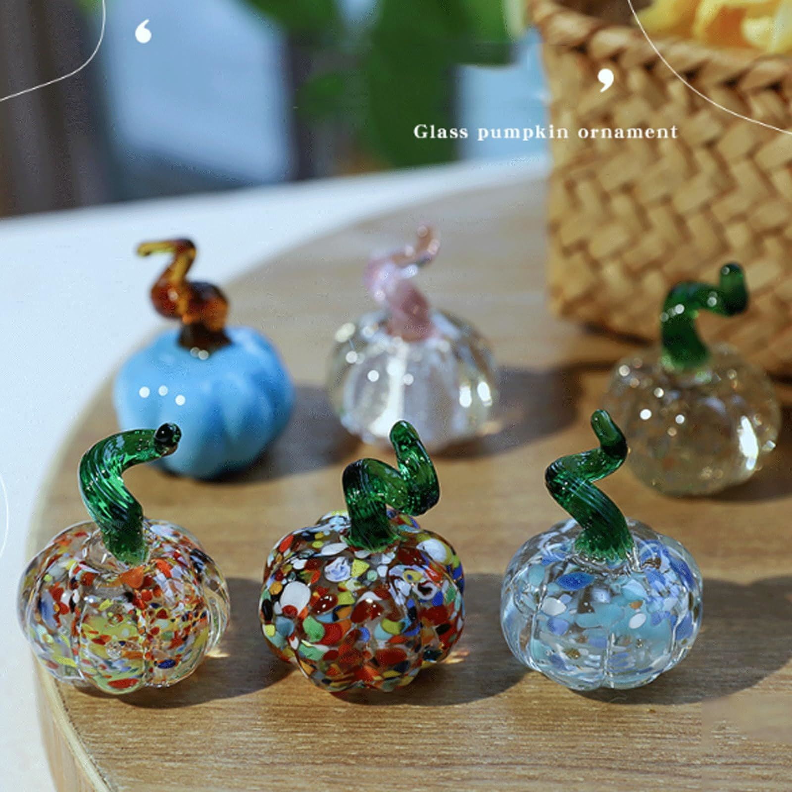 teapwant Crystal Pumpkin Statue Mini Hand Blown Glass Pumpkin Statue ...