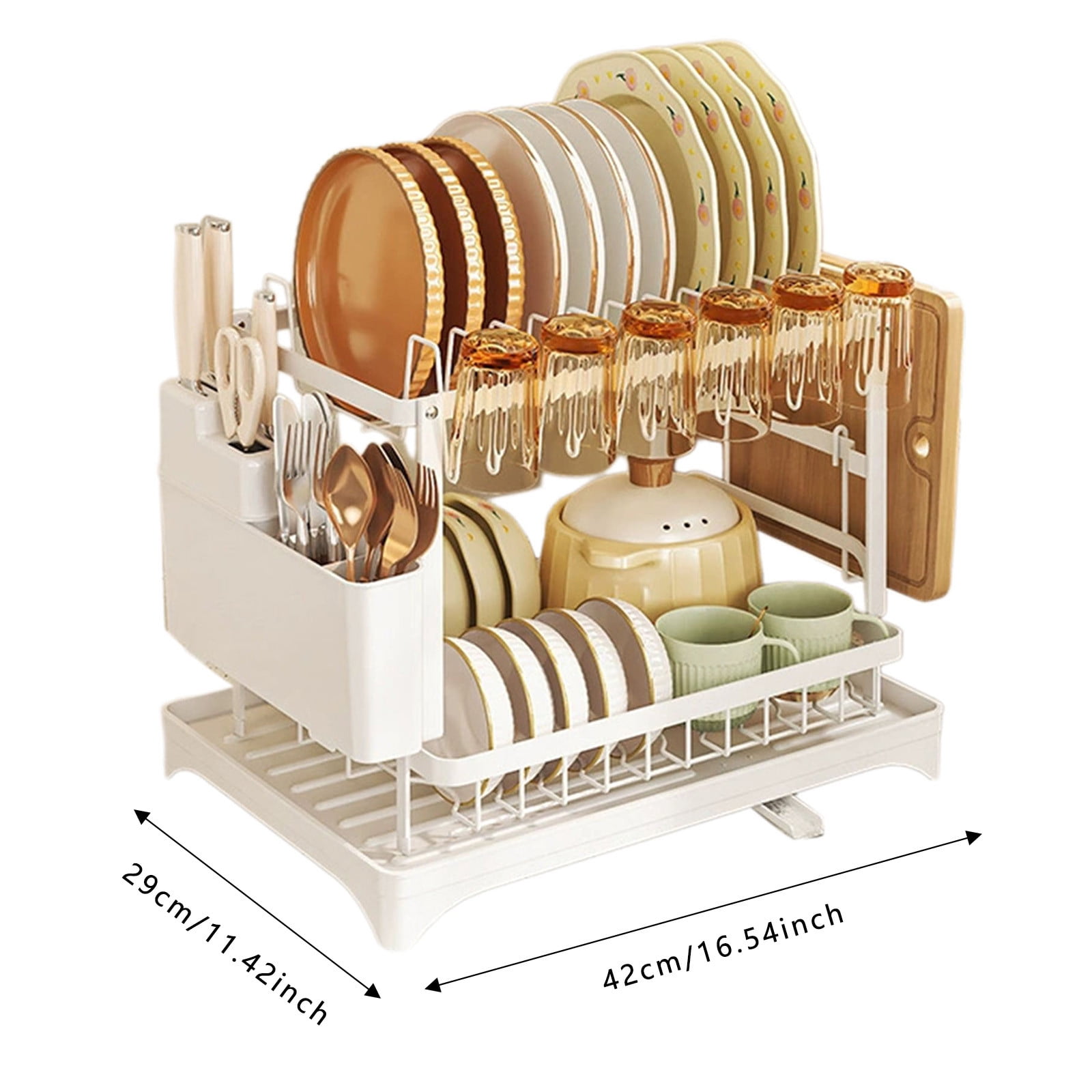 teapwant Dish Drying Rack For Kitchen Counter 2 Tiers Steel Dish Rack ...