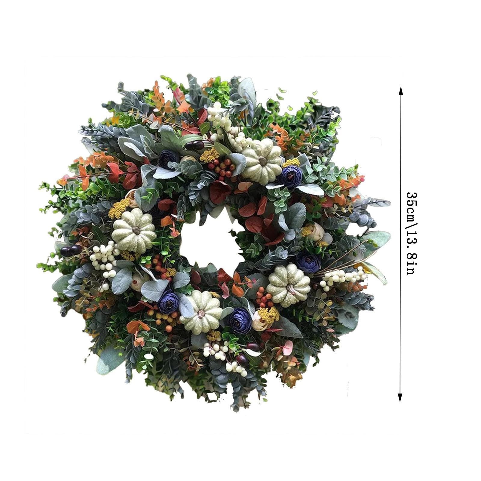 teapwant Fall Wreaths For Front Door R Ustic Autumn Wreath With Pumpkin ...