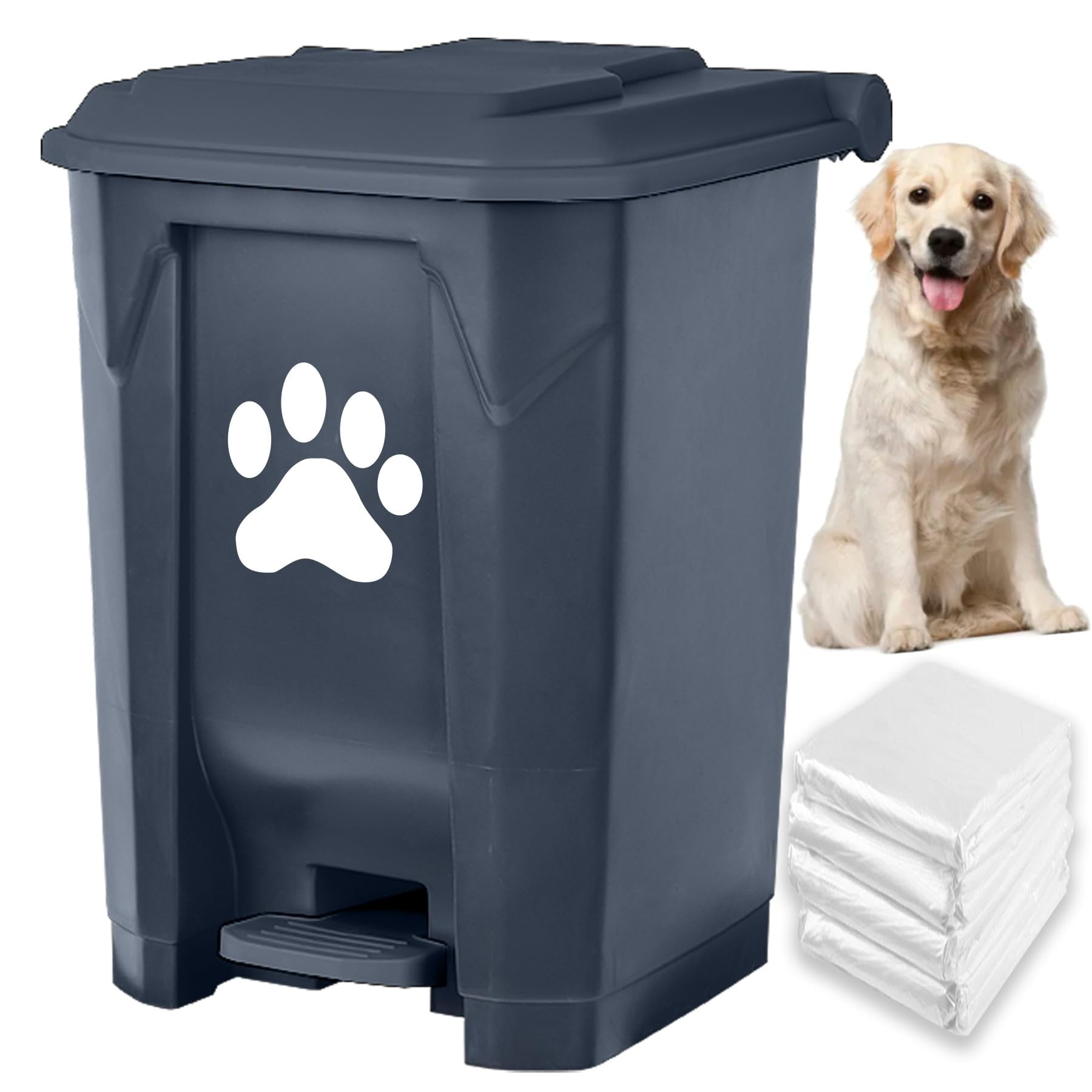 tebiete Dog Poop Trash Can Outdoors Pet Waste Station with Lid Dog ...