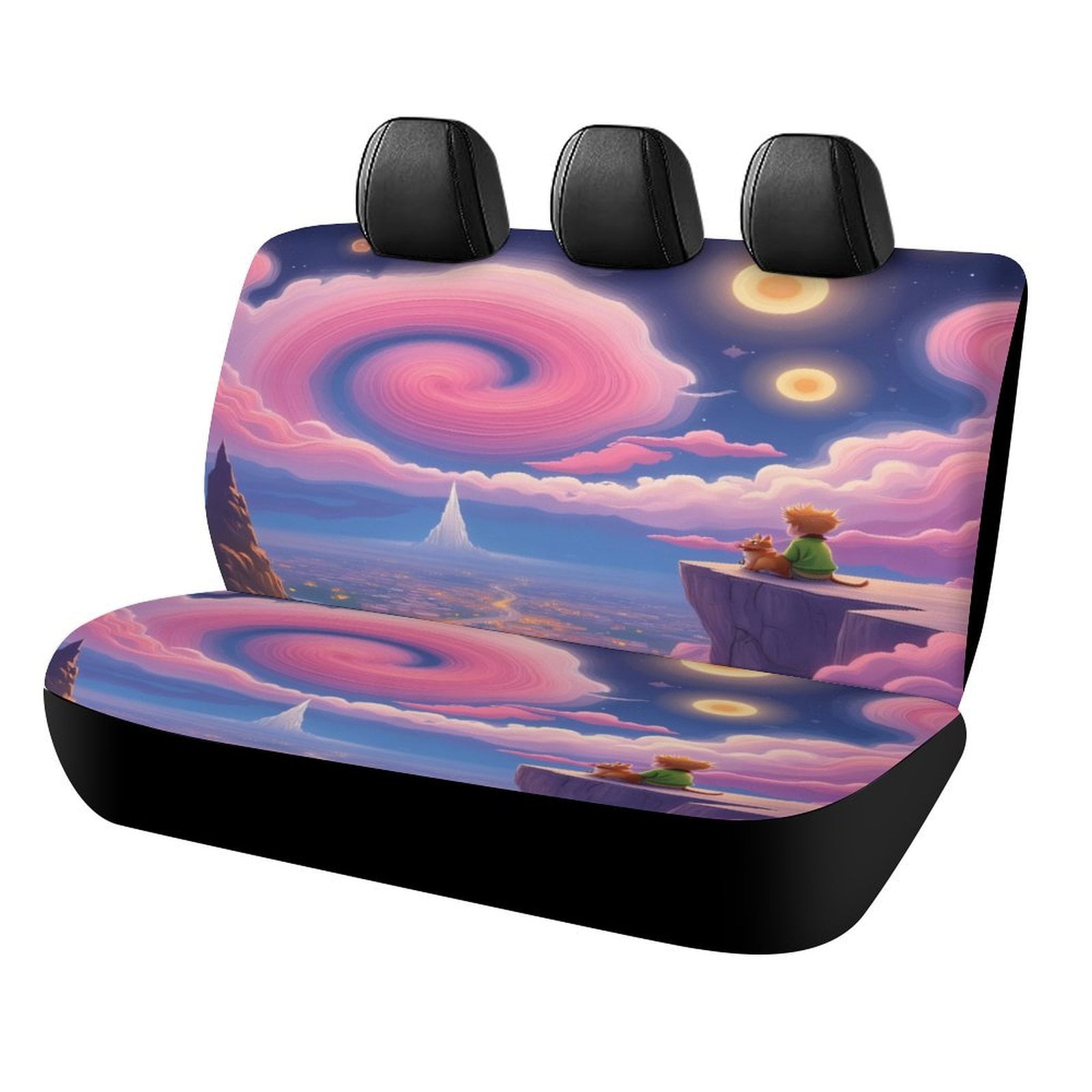 teenager And Fox on Cliff Car Rear Seat Cover, Suitable for Automobiles ...