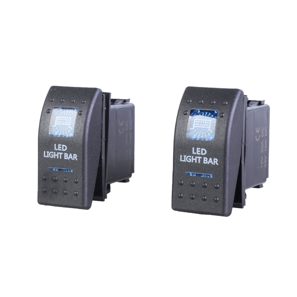 tegongse 20A 12V Blue LED Lighted Waterproof Rocker Switches 5 Pins 2 ...