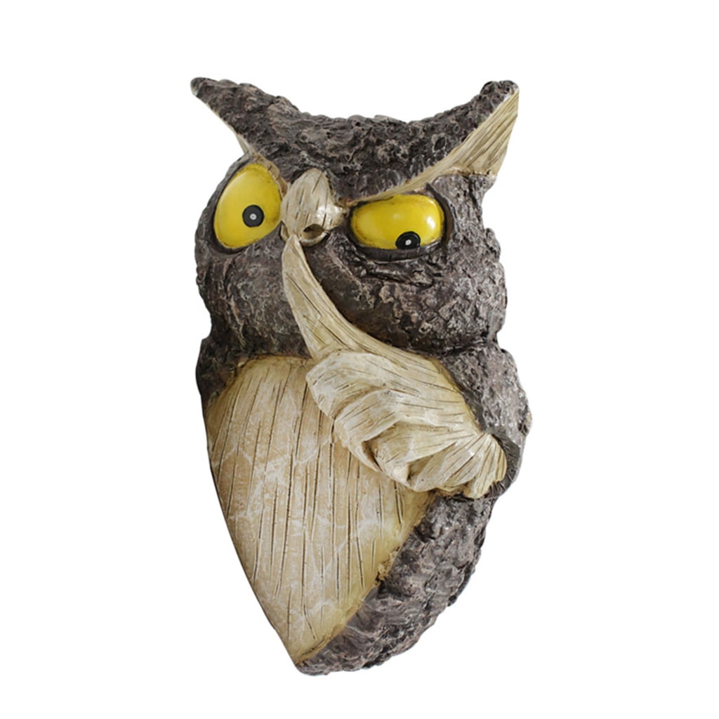 tegongse Garden Enthusiast Gift Resin Owl Shush Sculpture Owl Statue ...