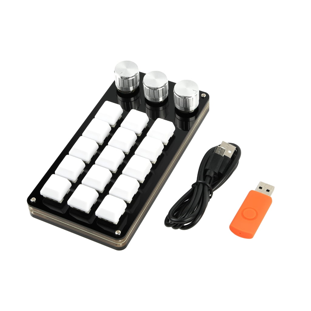 tegongse Keyboard 12Key 2Knob Portable Keypad with Programmable Buttons ...