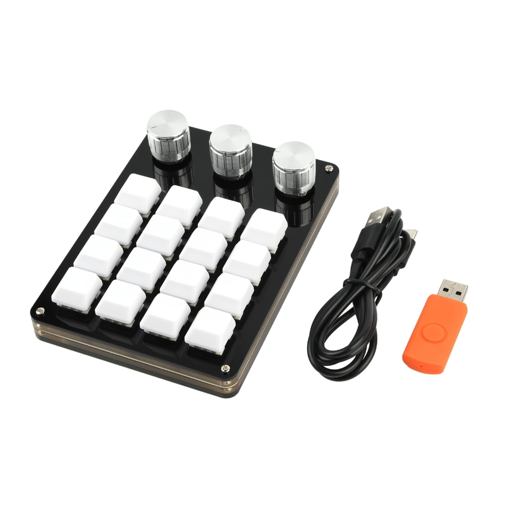 tegongse Keyboard 12Key 2Knob Portable Keypad with Programmable Buttons ...