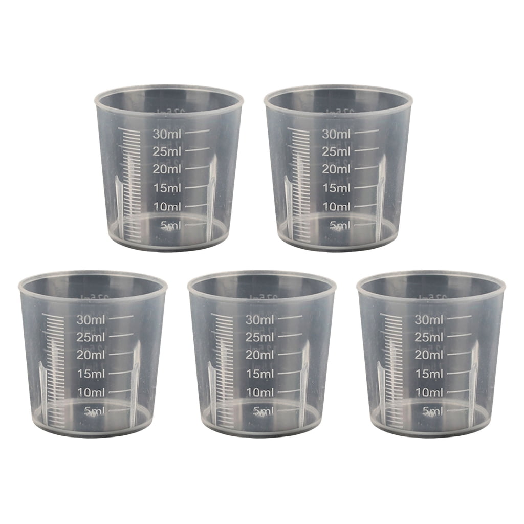 tegongse Pack of 5 Plastic Graduated Measuring Beaker Set Clear Liquid ...