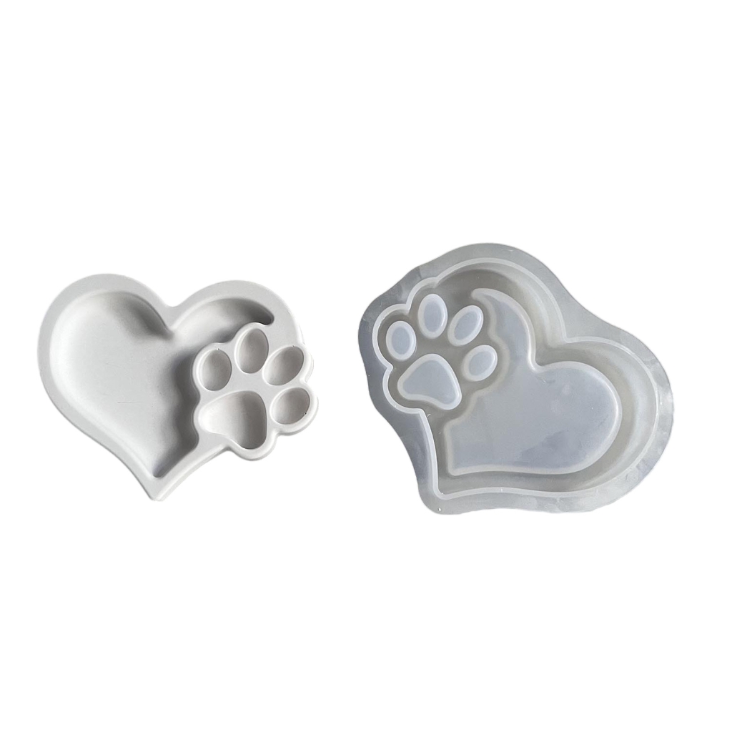 tegongse User Friendly Silicone Heart Cats Paws Mold Flexible Silicone Mold Feature Heart Cats ...