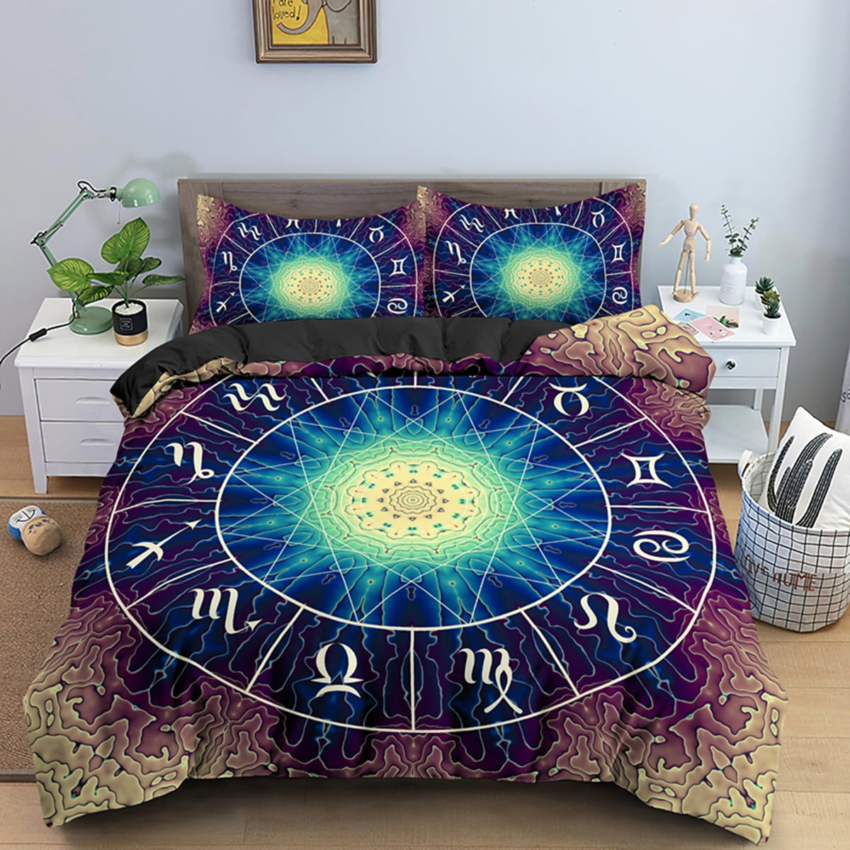 tellation Duvet Cover Psychedelic Galaxy Astrology Mystery Compass Blue ...