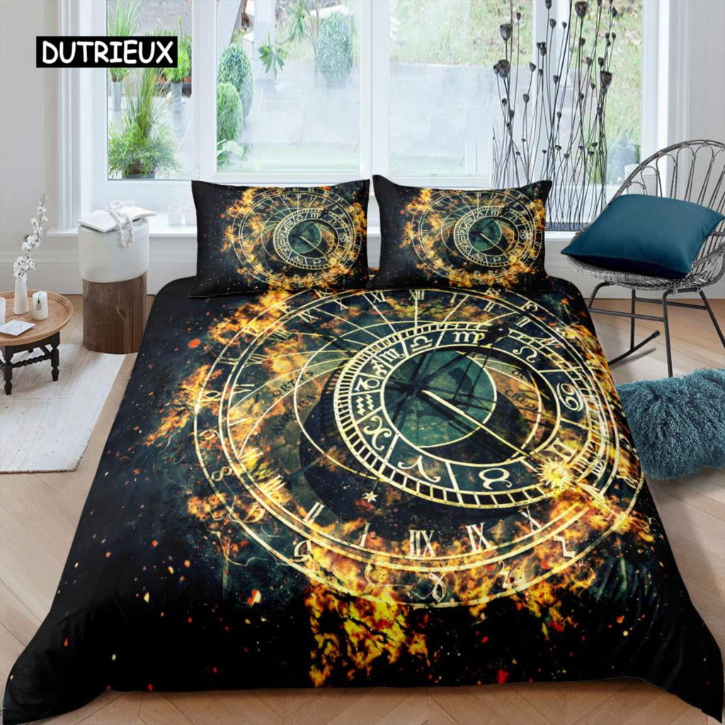 tellation Duvet Cover Set Golden Pattern Comforter Cover Zodiac Signs ...