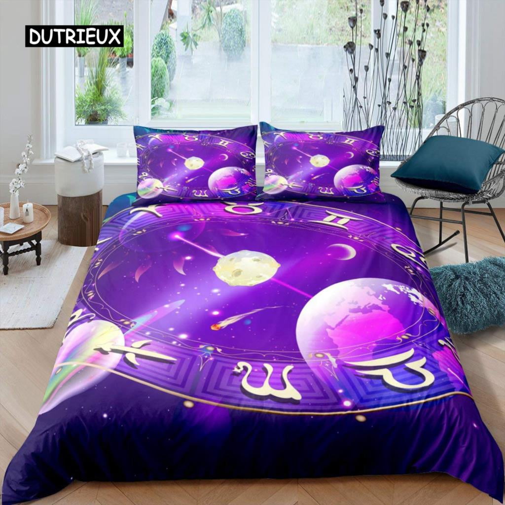 tellation Duvet Cover Set Golden Pattern Comforter Cover Zodiac Signs ...