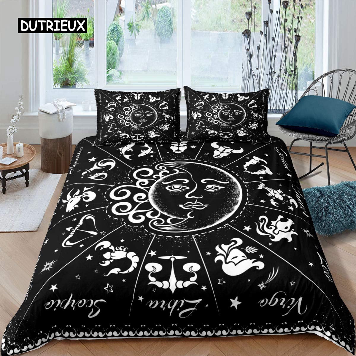 tellation Duvet Cover Set Golden Pattern Comforter Cover Zodiac Signs ...