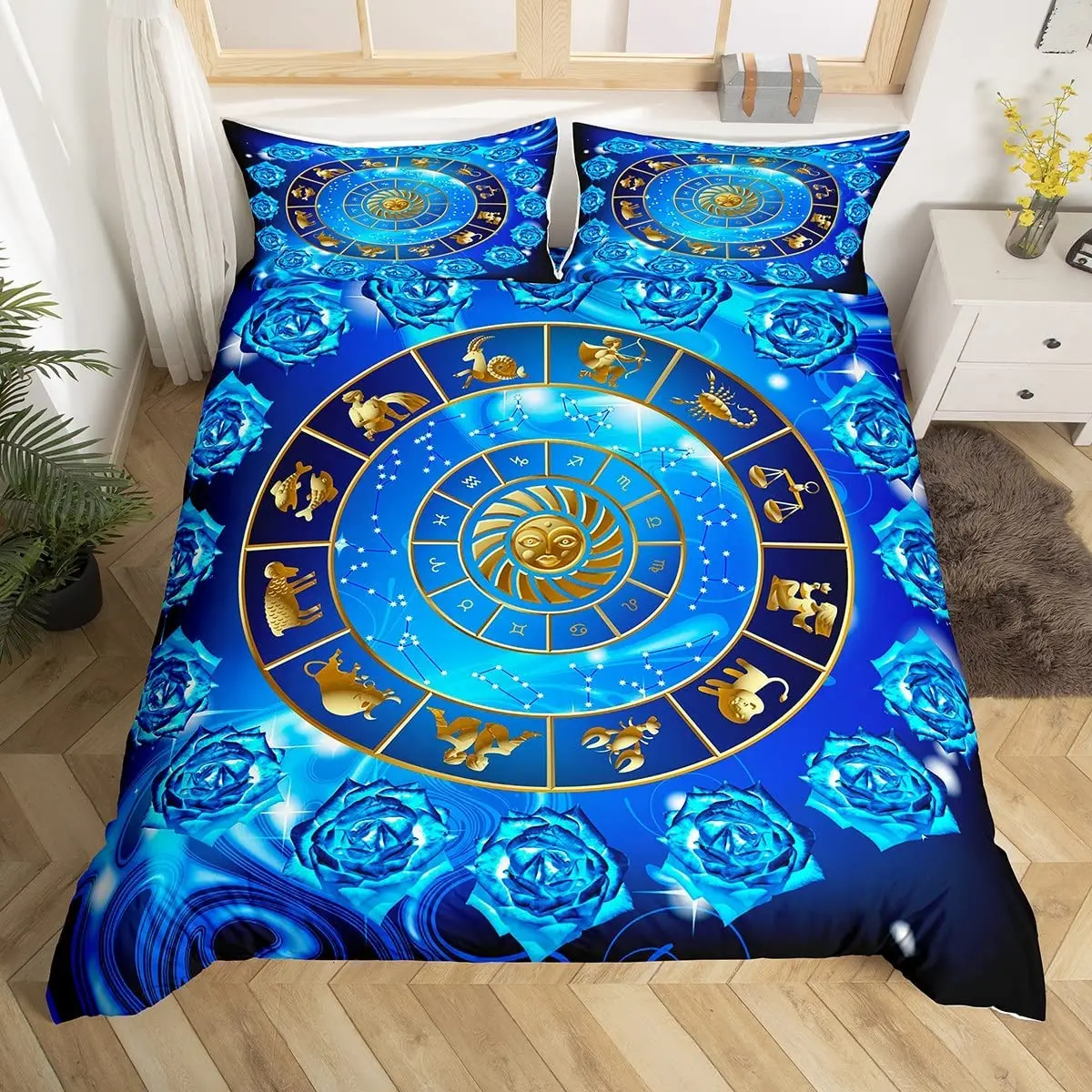 tellation Duvet Cover Set Twin Mysterious Zodiac Comforter Cover Starry ...