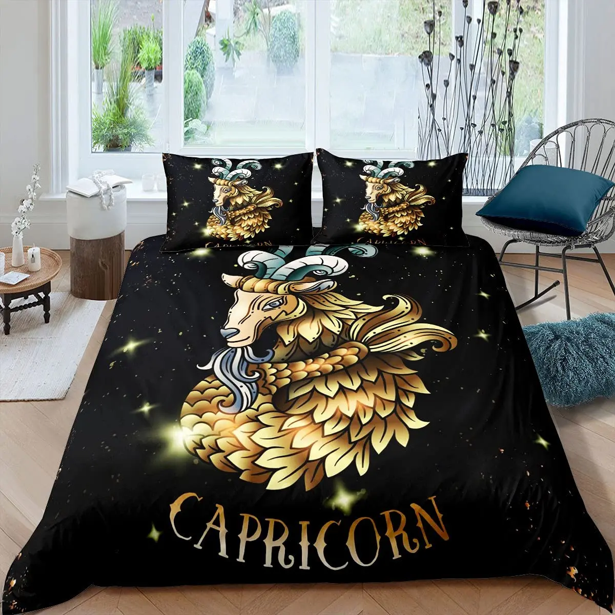 tellation Duvet Cover Set Twin Mysterious Zodiac Comforter Cover Starry ...