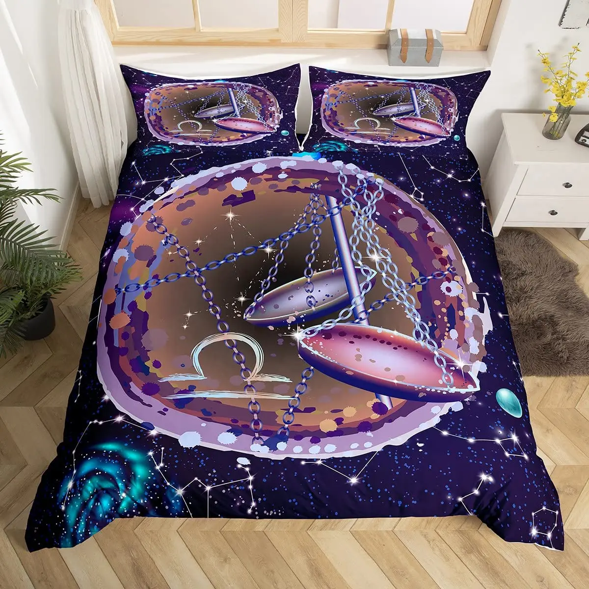 tellation Duvet Cover Set Twin Mysterious Zodiac Comforter Cover Starry ...
