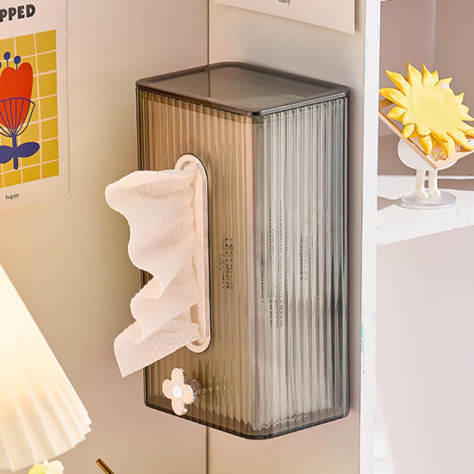 tenpiont Tissue Box Holder Wall Mounted, Damage-Free Adhesive, Clear ...
