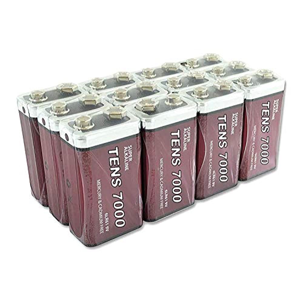 tens 7000 official 12 pack of long lasting 9-volt alkaline batteries ...