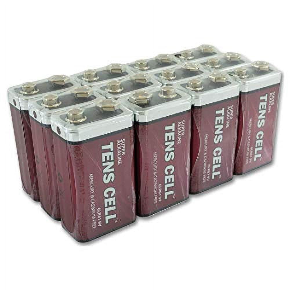 tens 7000 official 12 pack of long lasting 9-volt alkaline batteries ...