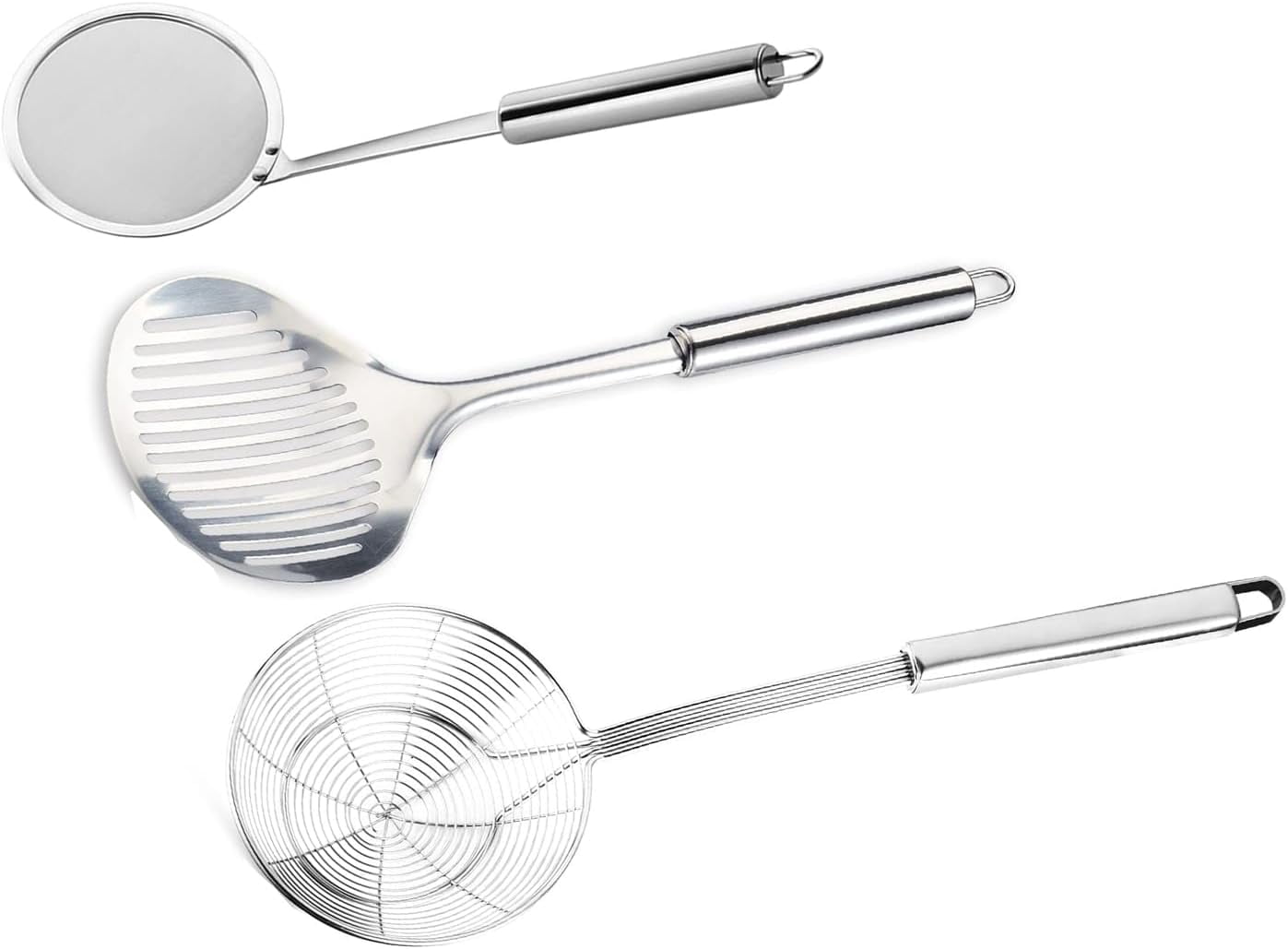 tenta **solid stainless steel spider strainer skimmer ladle for cooking ...