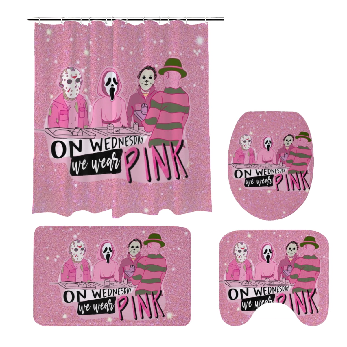 terror scream All Saints' Day Shower Curtain Set 4 Piece with Non-Slip ...