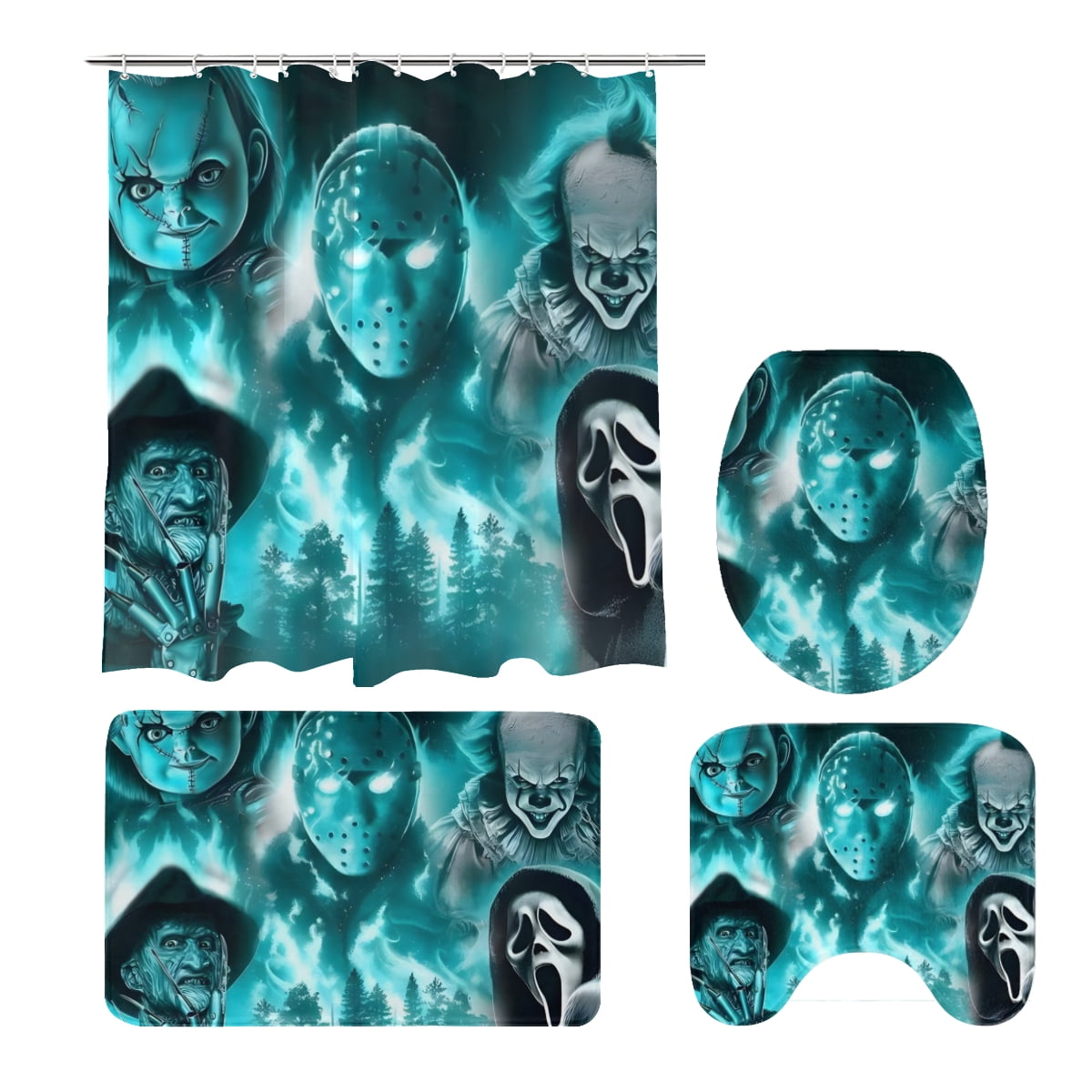 terror scream All Saints' Day Shower Curtain Set 4 Piece with Non-Slip ...