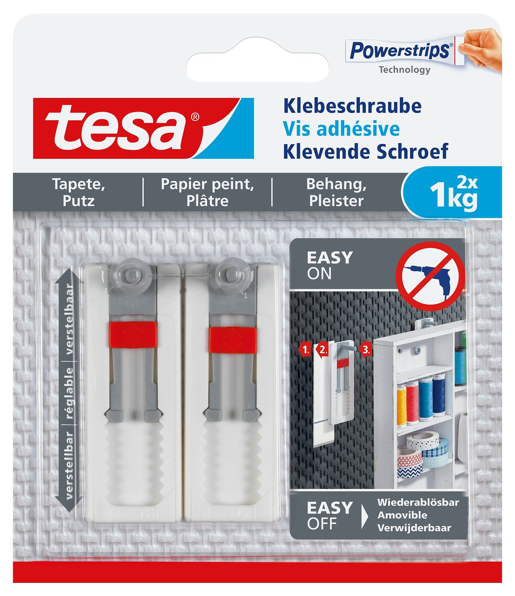 tesa Adjustable Adhesive Screw for Wallpaper & Plaster 1kg - Walmart.com