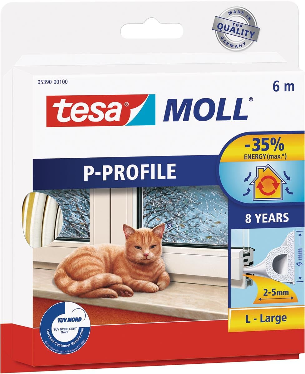 tesamoll P-Profile Seal - Self Adhesive Rubber Draught Excluder for ...