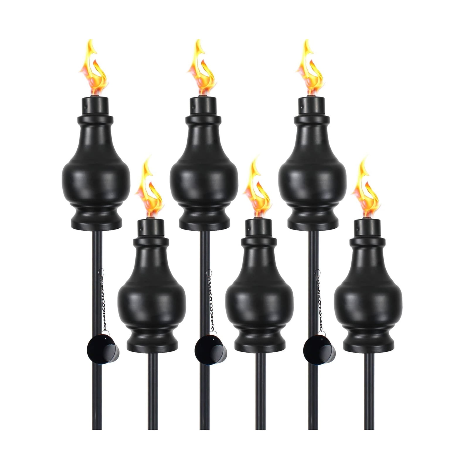tewei 6 Pack Metal Citronella Torches for Outside, 60In Black Garden ...
