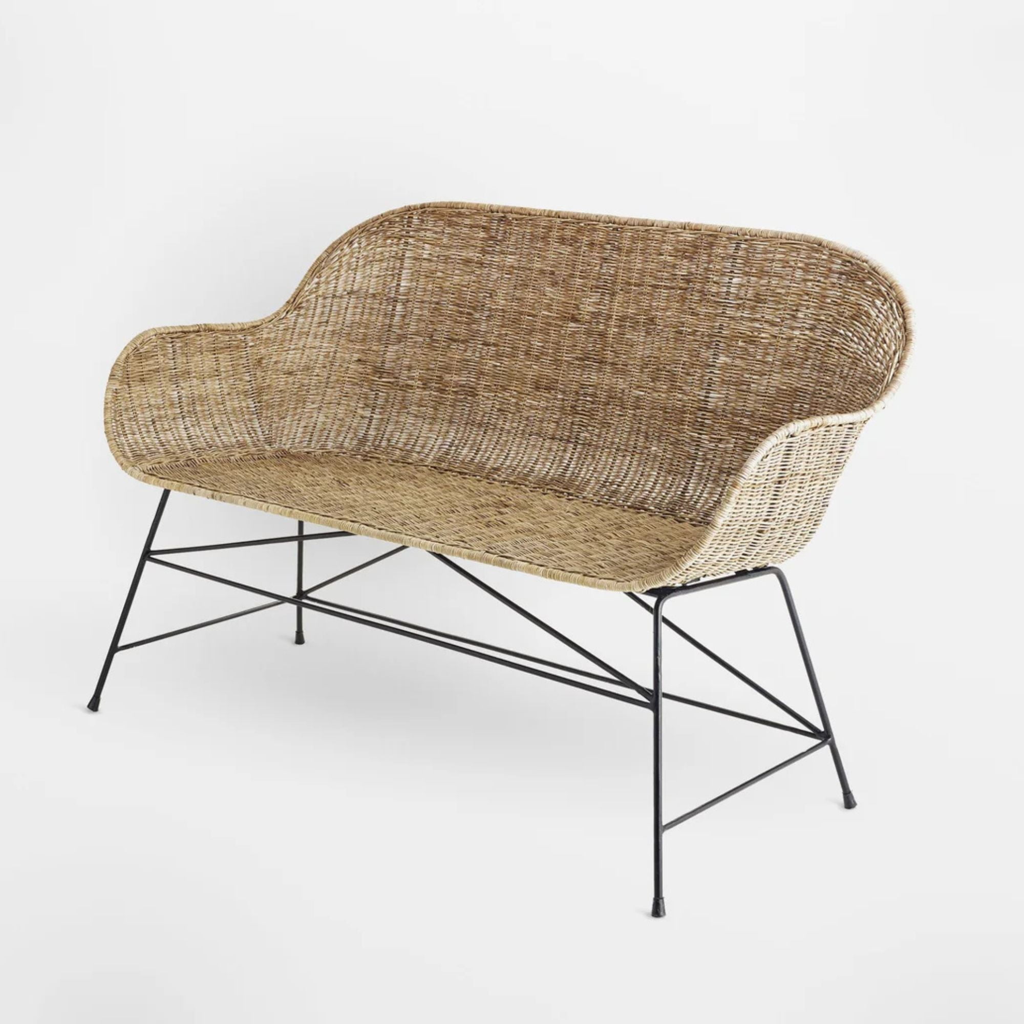 texxture Ormond Woven Rattan Settee Metal Legs, Home Furniture, Natural ...