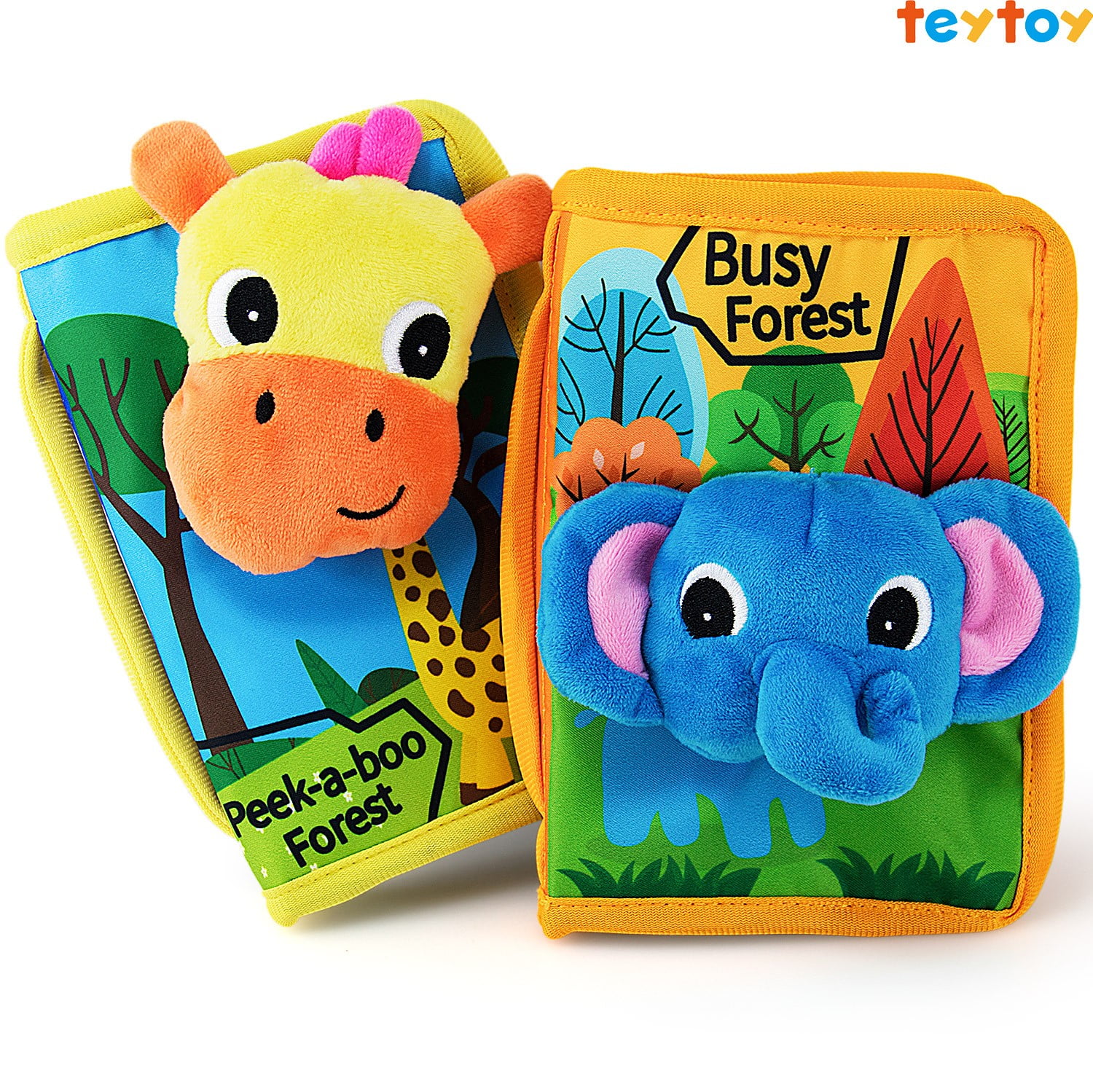 teytoy Soft Baby Books 2 PCS, Cloth Activity Sensory Books for Newborns ...