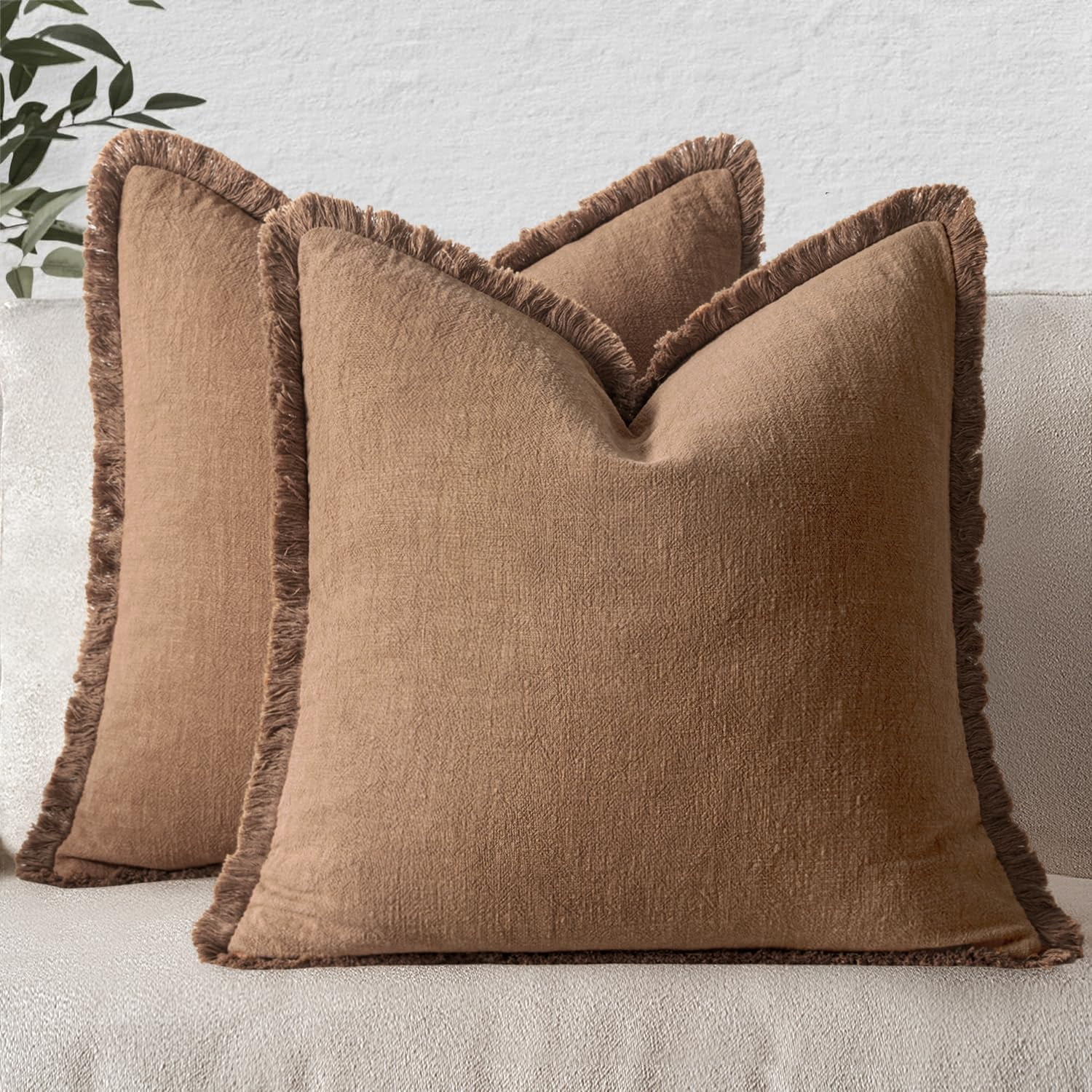 tfcxsdr Decorative Throw Pillow Covers Neutral Linen Fringe Throw ...